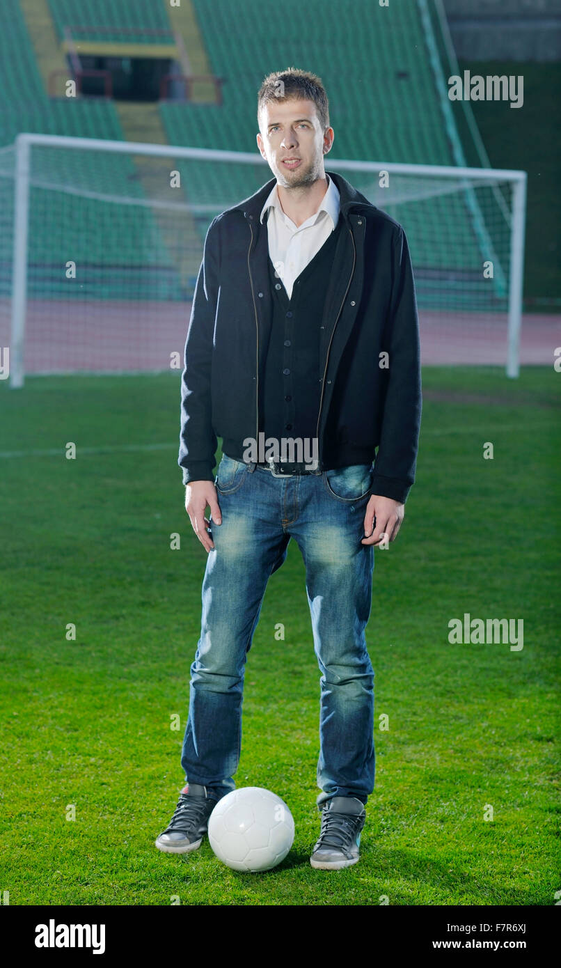 business man sport manager and executive at soccer ball athletic ...