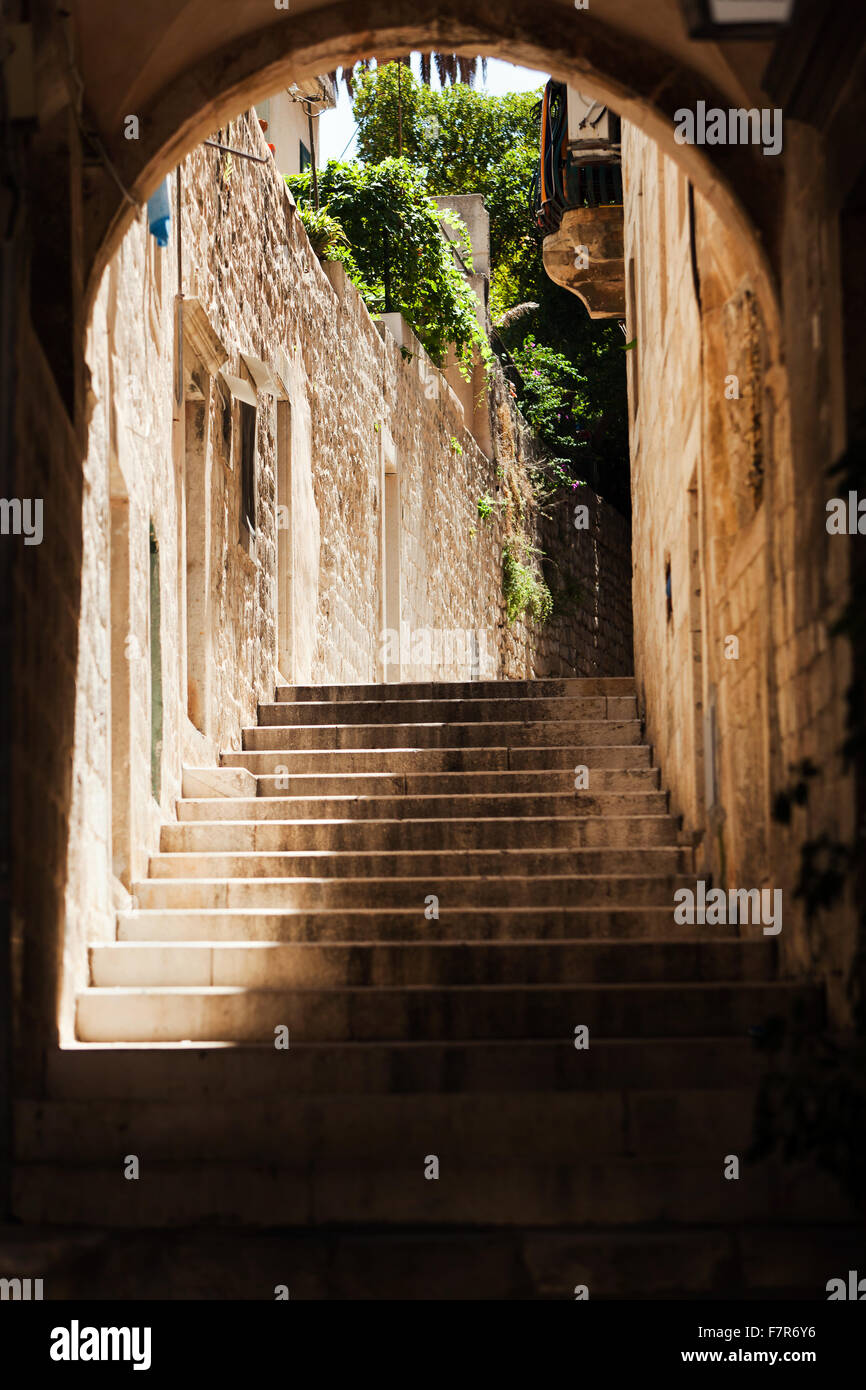 Stairs in historic Dubrovnik, Croatia Stock Photo - Alamy
