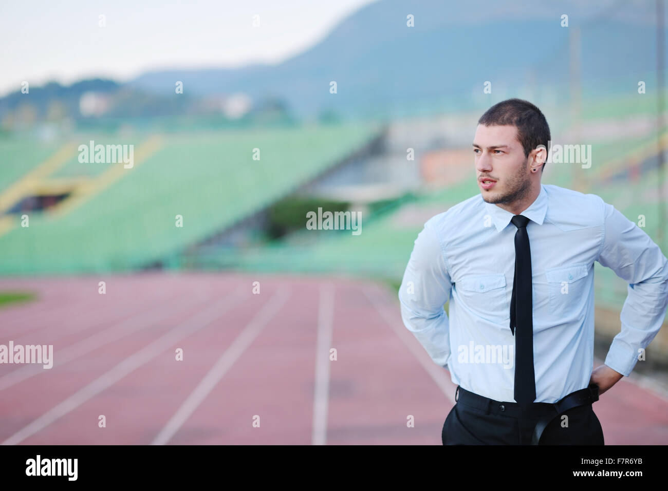 business man sport manager and executive at soccer ball athletic ...