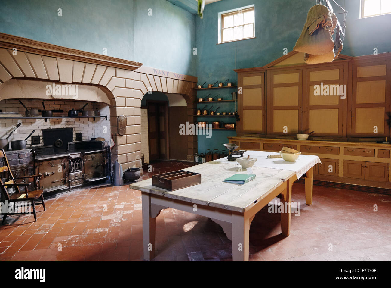 The New Kitchen at Erddig, Clwyd. Erdigg in Wrexham tells the story of ...