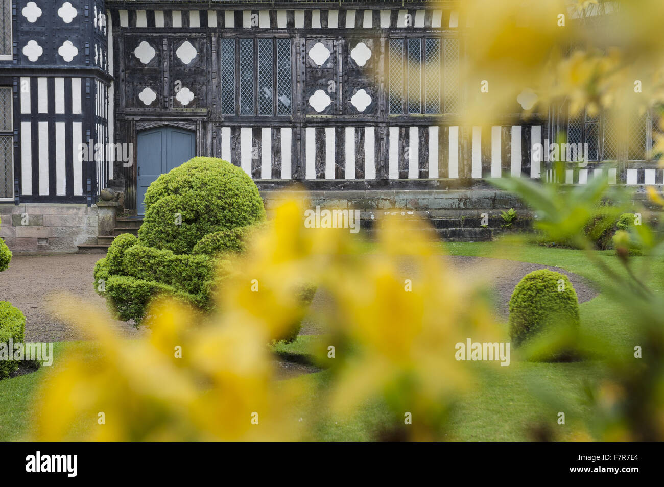 The gardens in the spring at Rufford Old Hall, Lancashire. Rufford Old ...