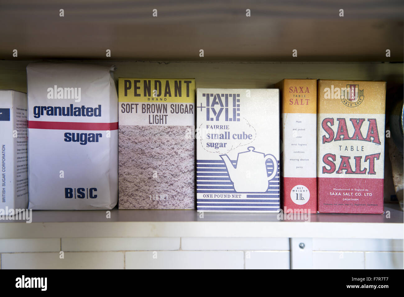 Cooking ingredients on a shelf in the kitchen at Anglesey Abbey ...