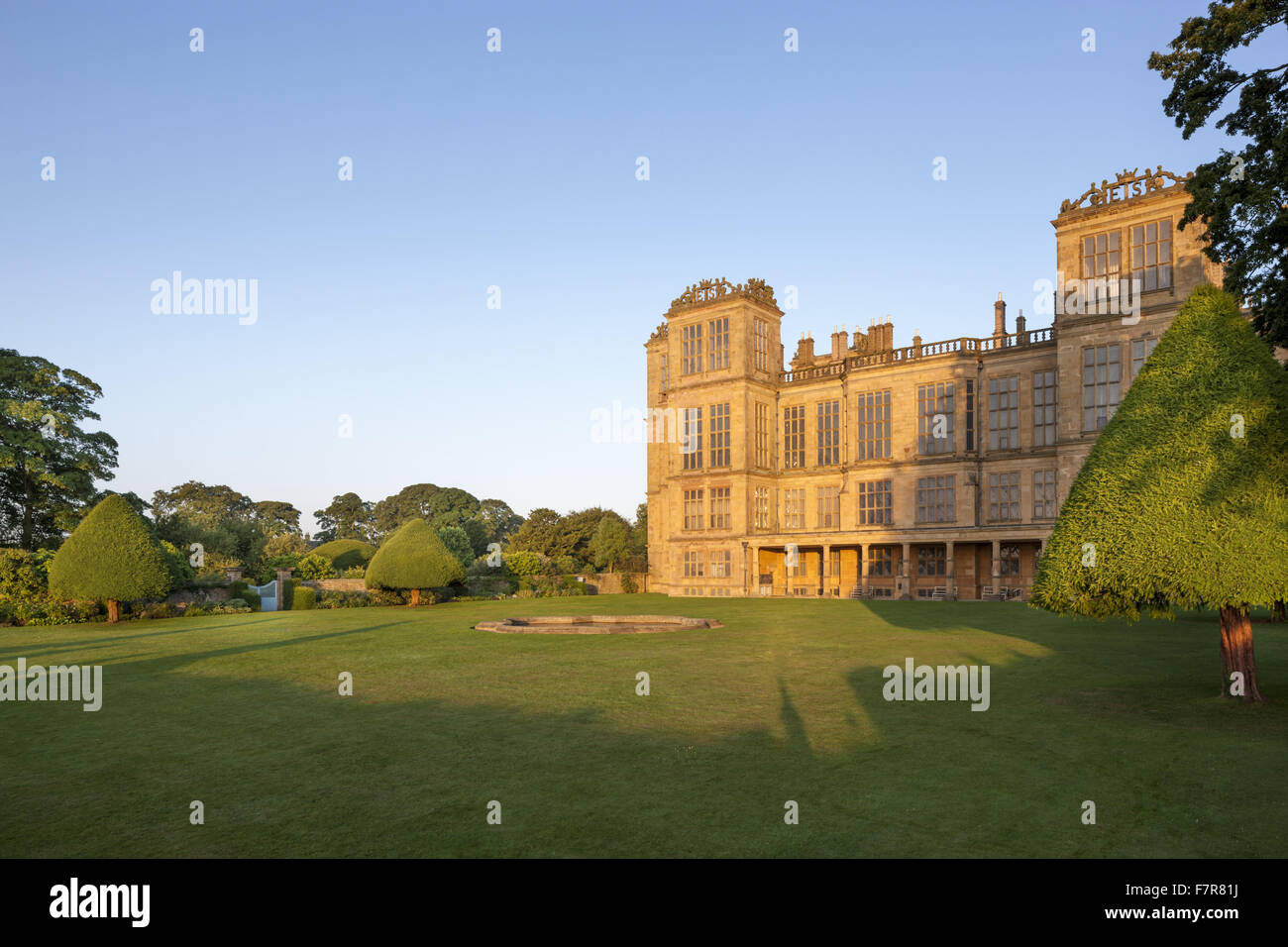 The Hall seen from the East Court part of the garden at Hardwick Hall ...