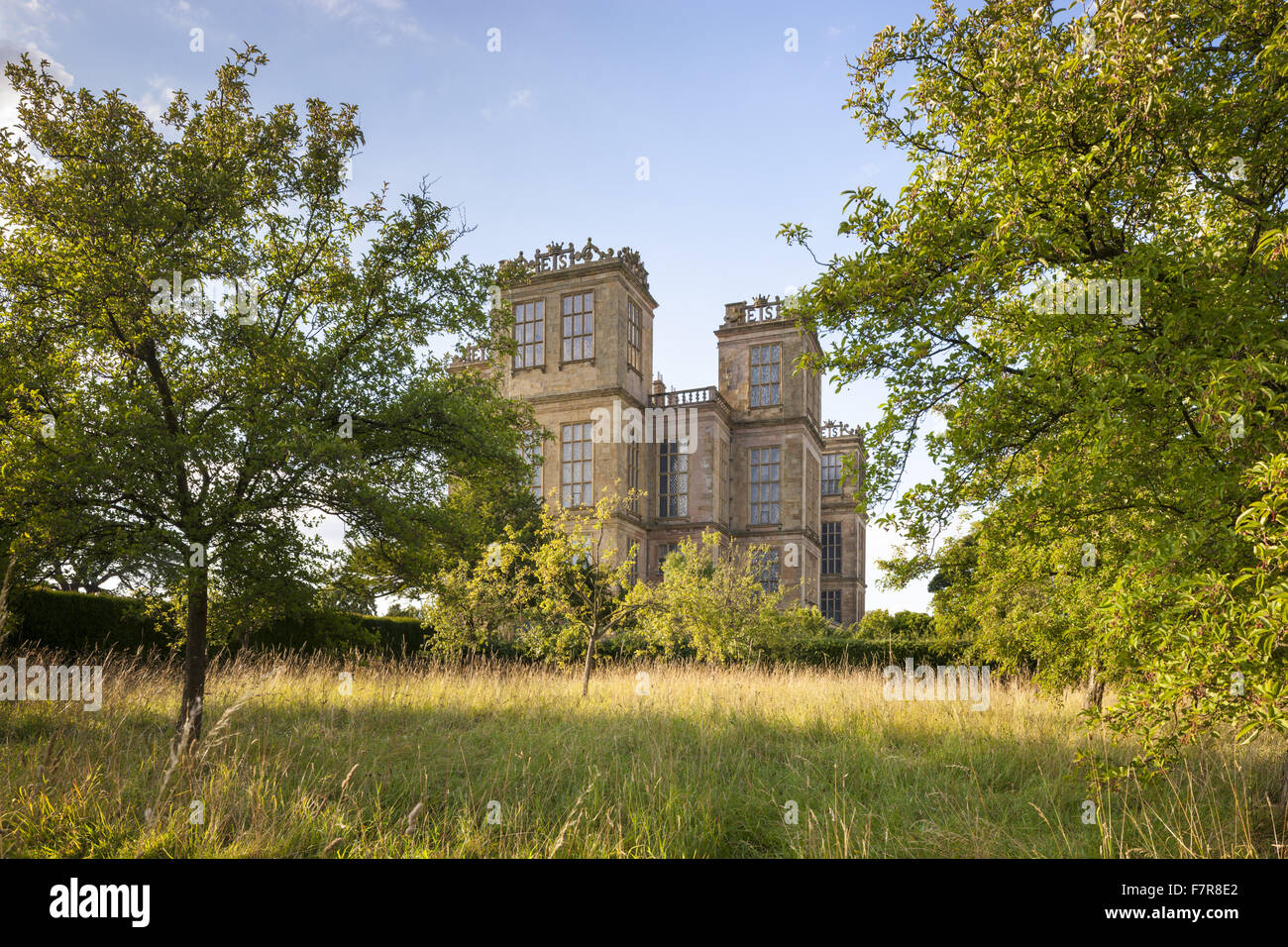 The Hall seen from the Orchard at Hardwick Hall, Derbyshire. The ...
