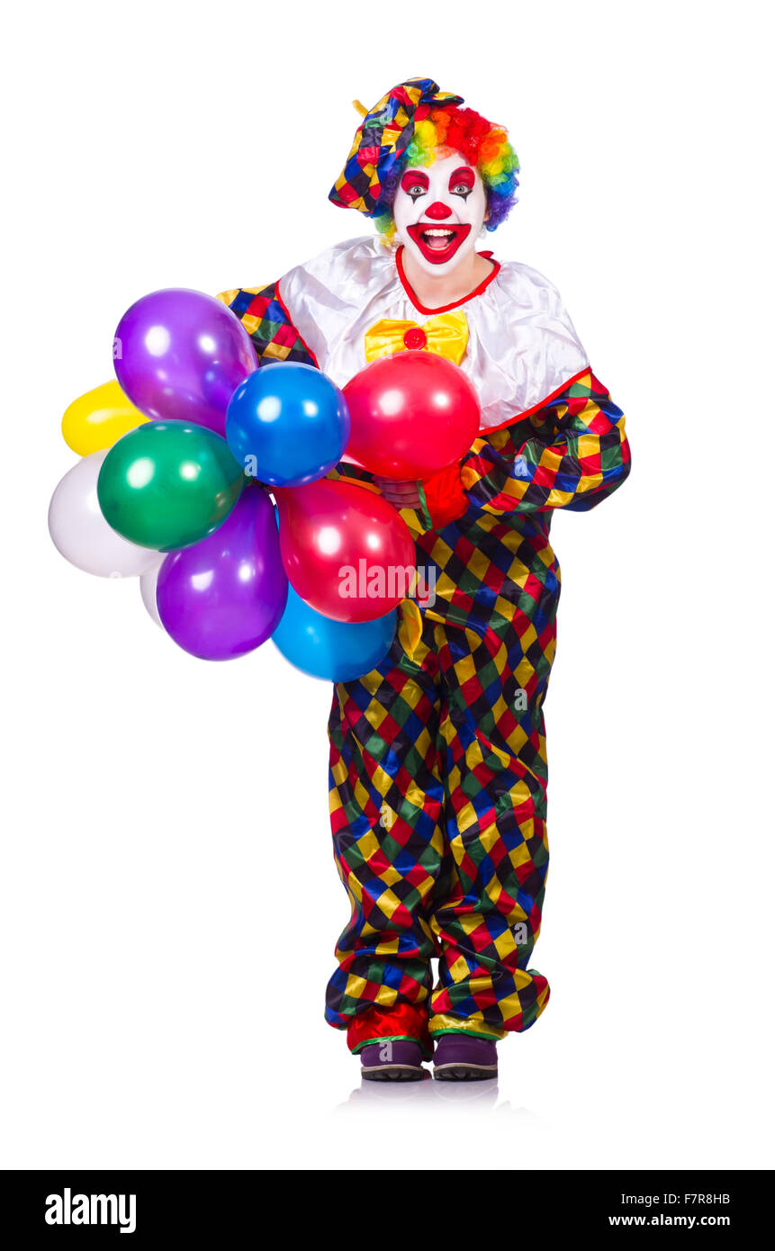 Funny clown isolated on the white Stock Photo - Alamy