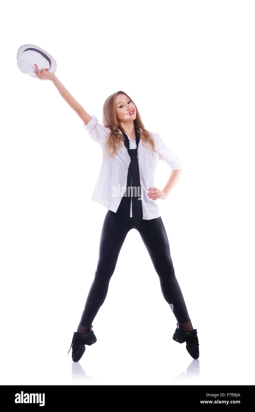 Woman dancer jump pose Cut Out Stock Images & Pictures - Alamy