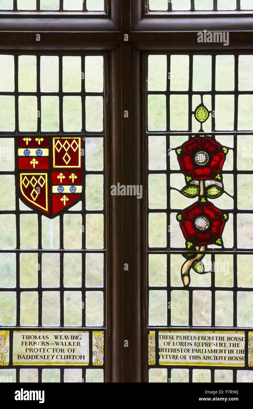 An interior view of a window at Baddesley Clinton, Warwickshire ...