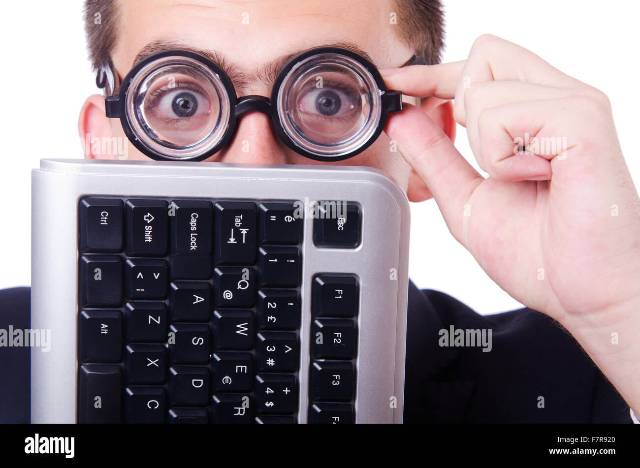 Computer geek nerd in funny concept Stock Photo - Alamy