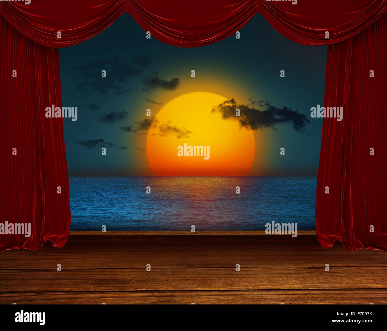 Red curtain pulling back Stock Photo - Alamy