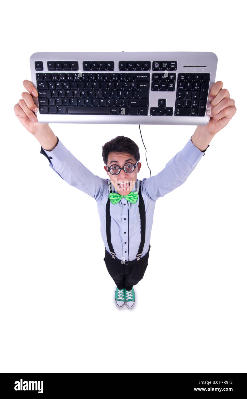 Computer geek nerd in funny concept Stock Photo - Alamy