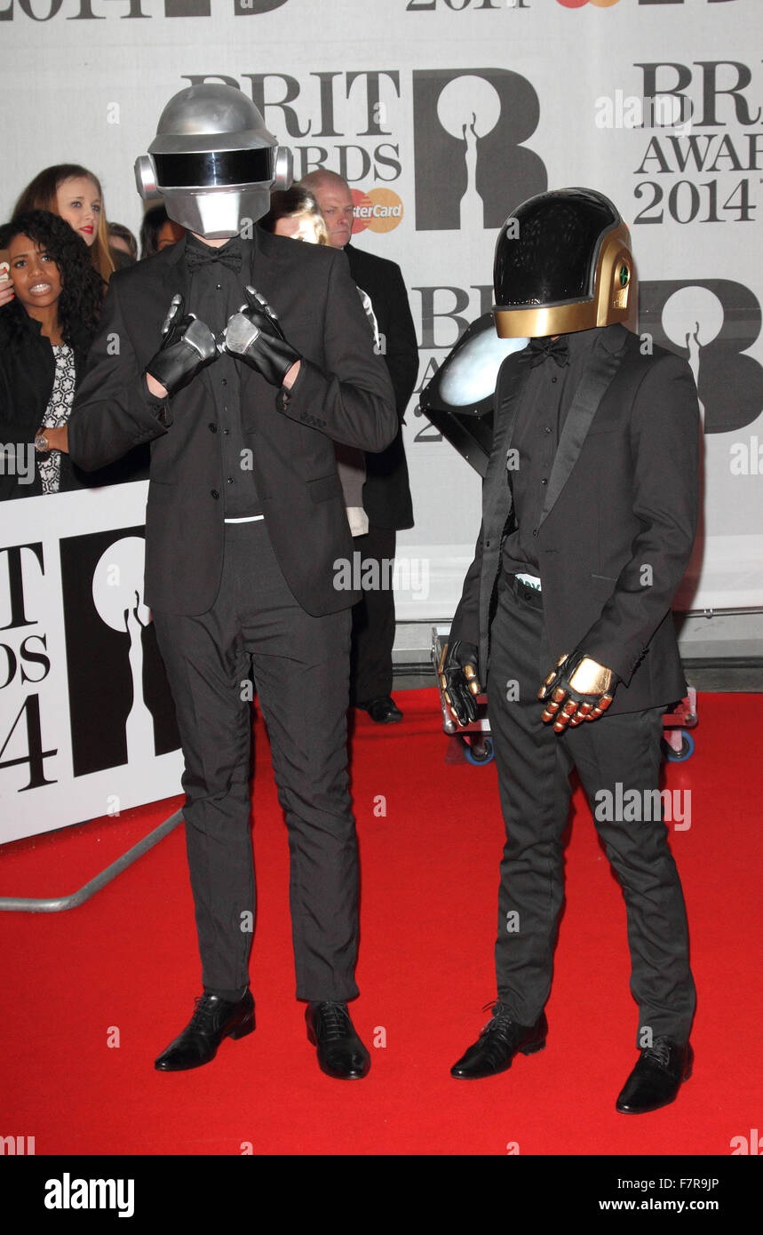 London, UK. Daft Punk at The BRIT Awards with MasterCard 2014 Red ...