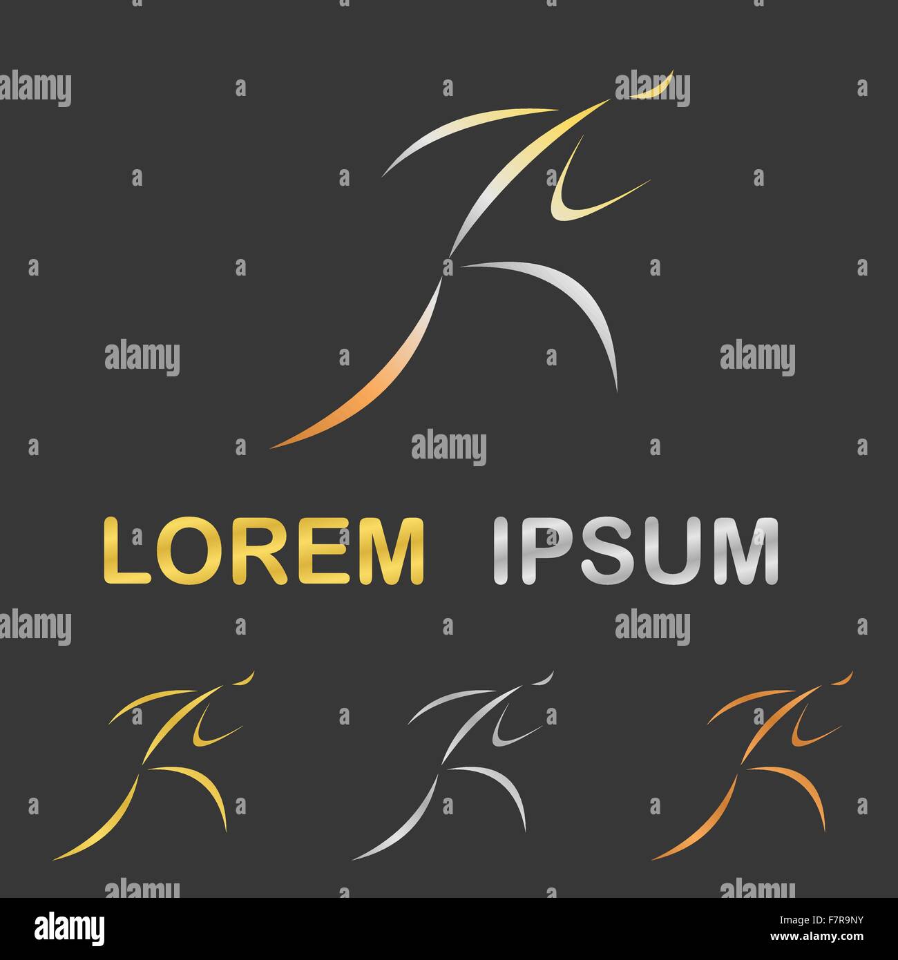 Golden silver and bronze stylized runner logo set Stock Vector Image ...