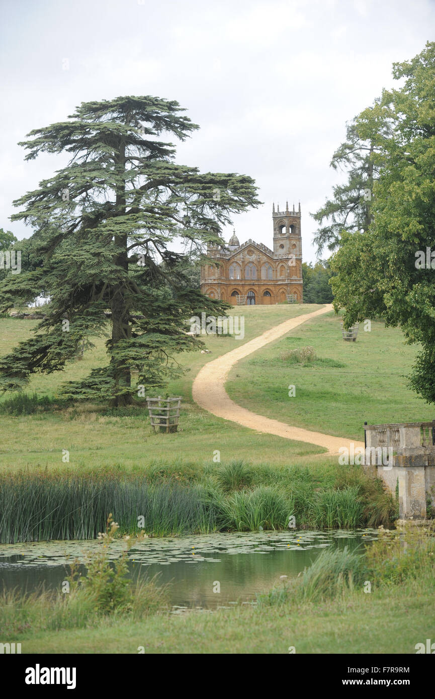 The Gothic Temple at Stowe, Buckinghamshire. Stowe is an 18th century ...