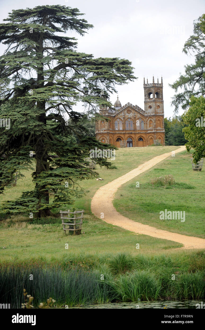 The Gothic Temple at Stowe, Buckinghamshire. Stowe is an 18th century ...