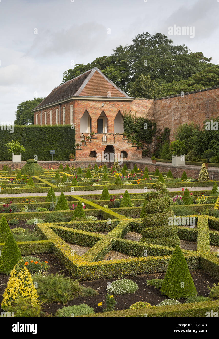 View of the Long Gallery from across the parterre at Hanbury Hall and ...