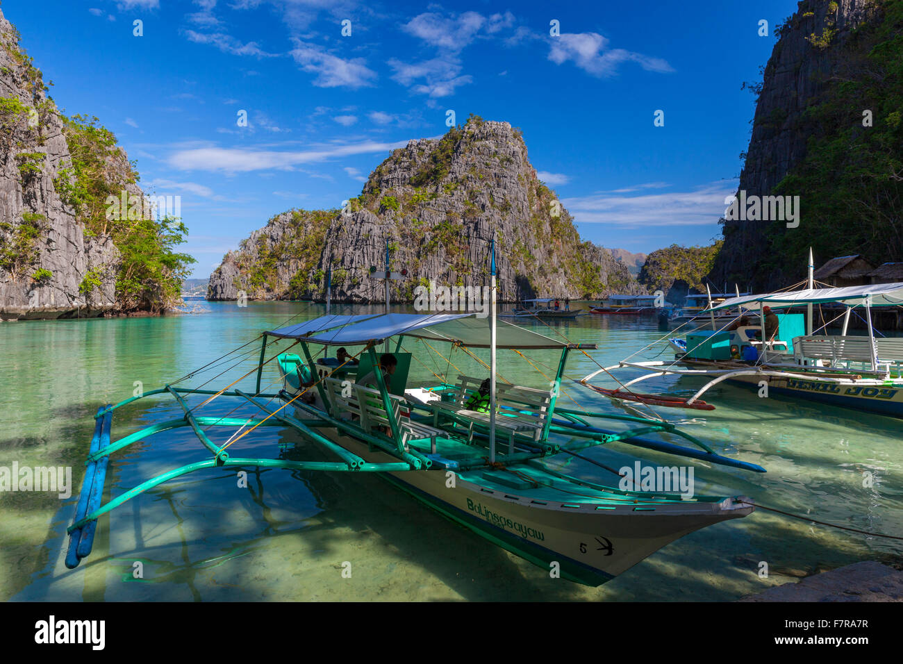 A view of a catamaran in Coron Bay in the Philippines Stock Photo - Alamy