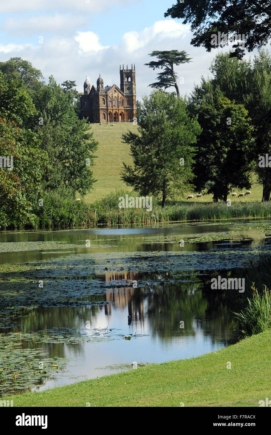 The Gothic Temple at Stowe, Buckinghamshire. Stowe is an 18th century ...