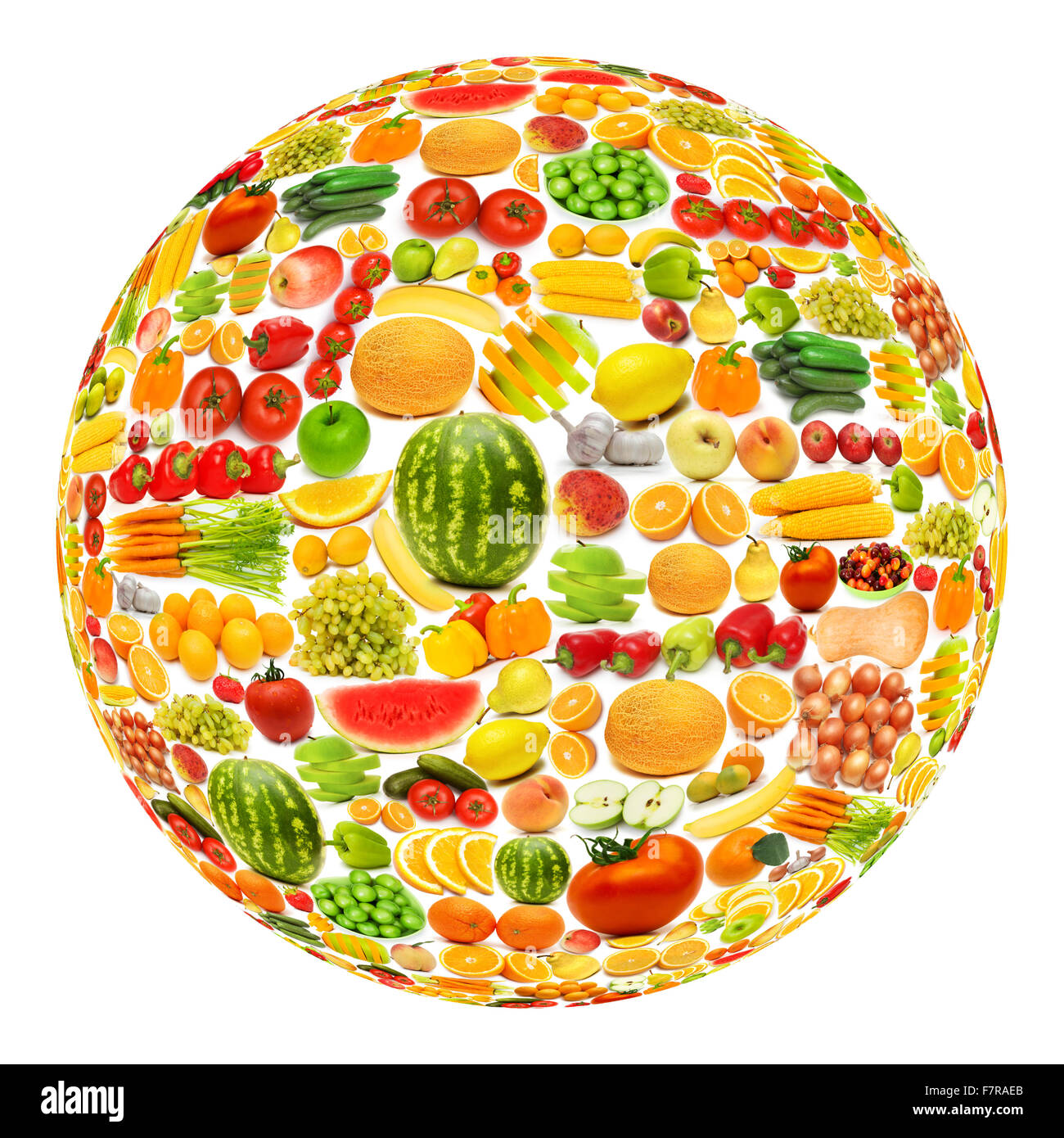 Round shape made from various fruits and vegetables Stock Photo - Alamy
