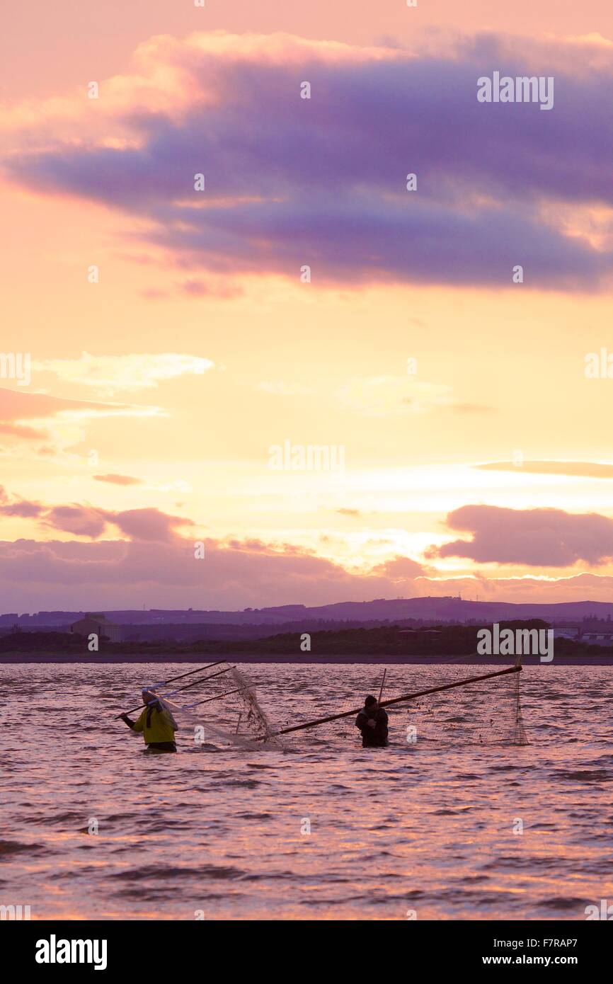 Solway Coast. Haaf Net Fishermen fishing. River Eden Channel. Bownes on ...
