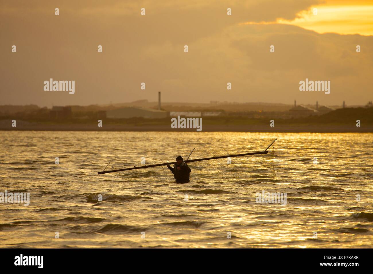 Solway Coast. Haaf Net Fisherman fishing. River Eden Channel. Bownes on ...