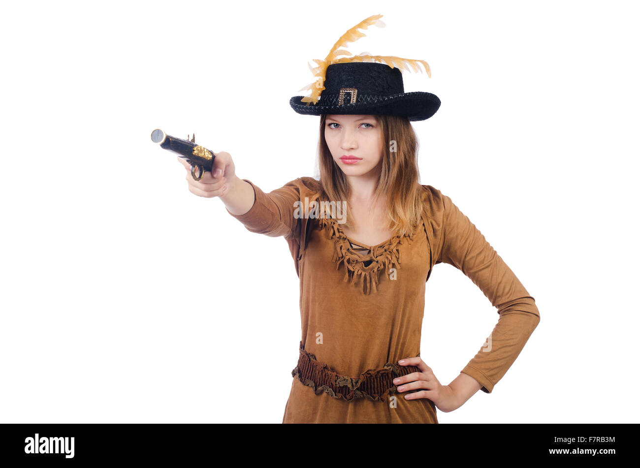 Woman pirate with gun isolated on white Stock Photo - Alamy