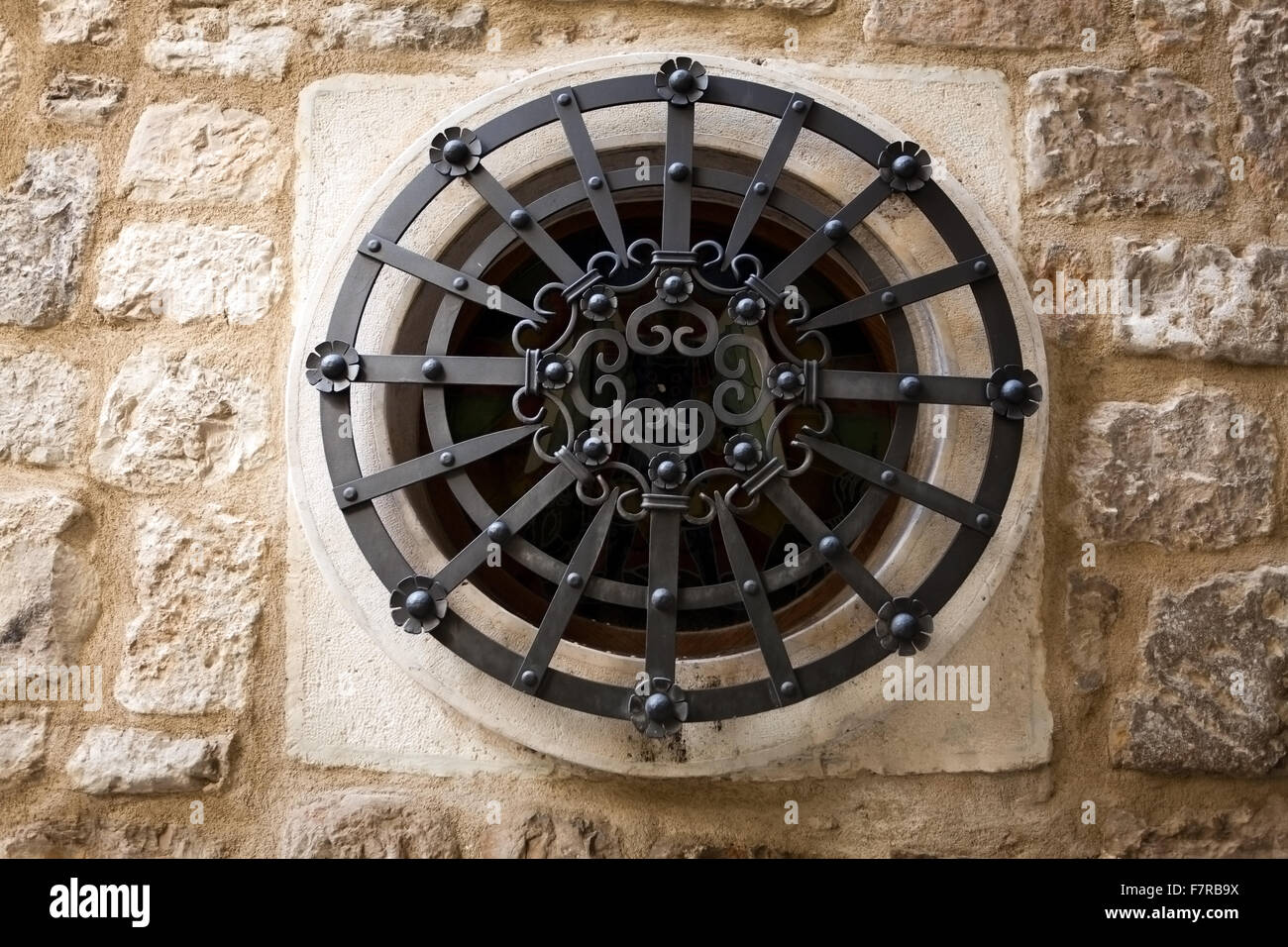 Round shape window detail with grid decorations Stock Photo - Alamy