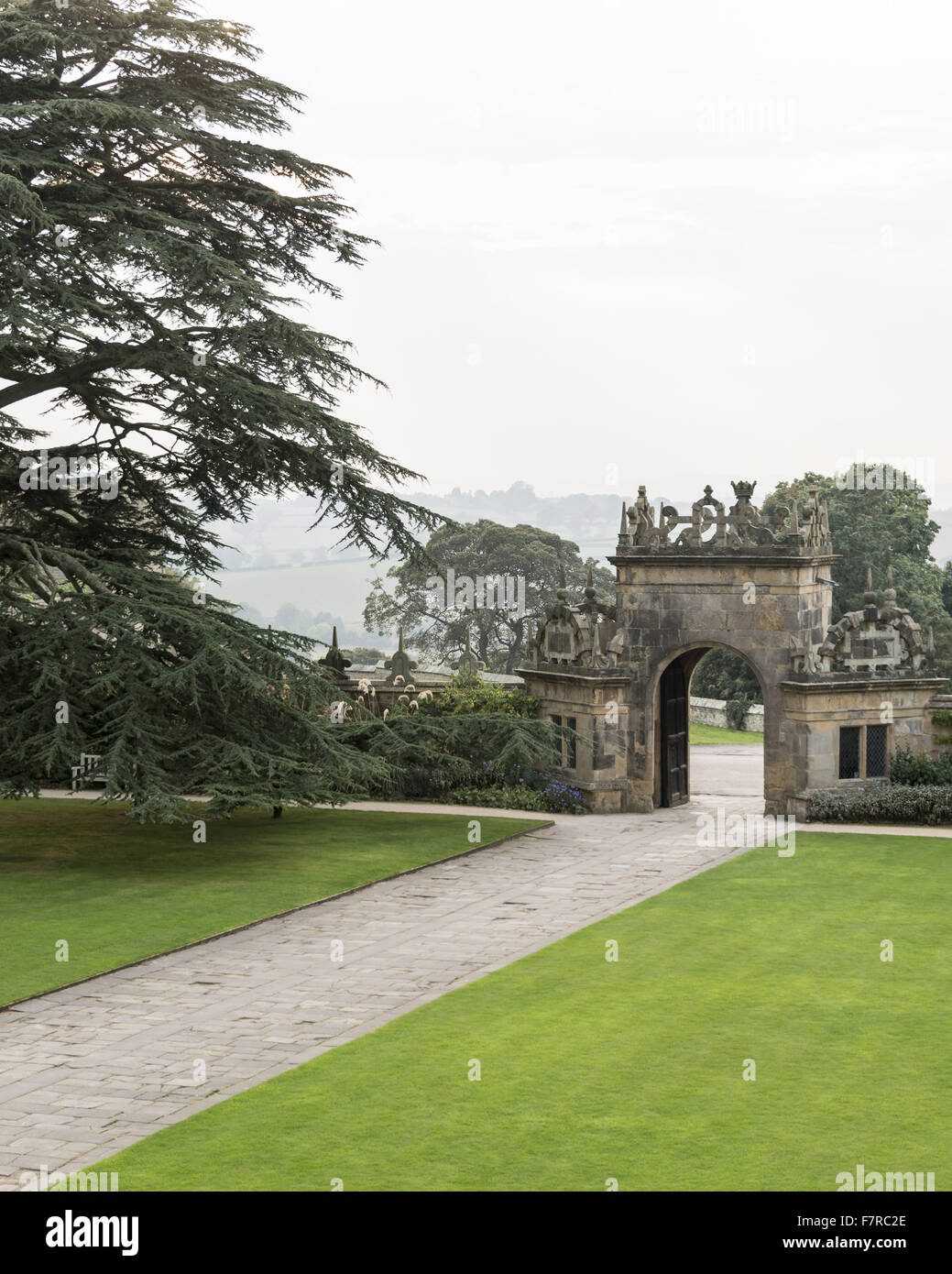 The Gatehouse seen from the Dining Room window at Hardwick Hall ...