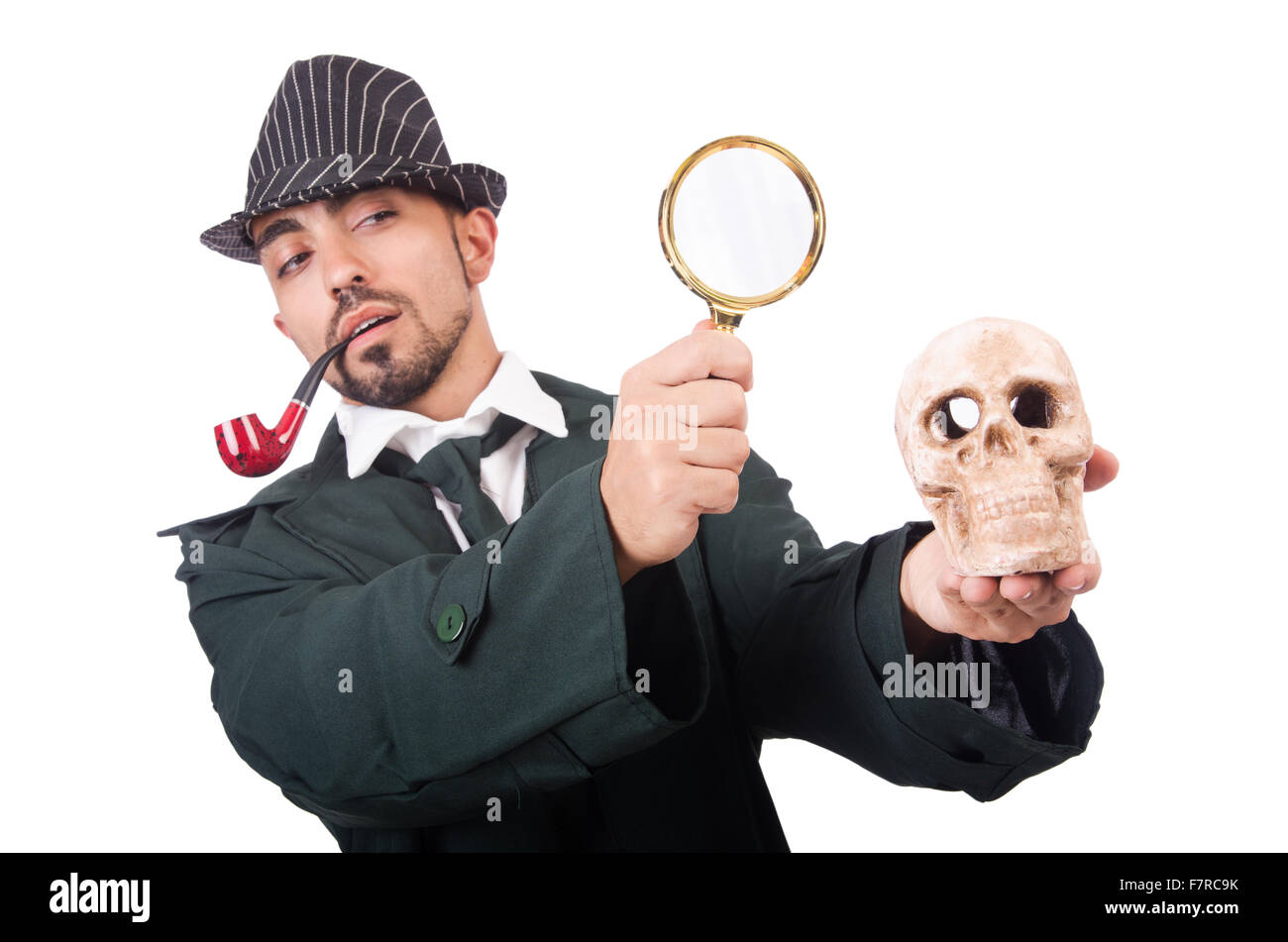 Young detective isolated on the white Stock Photo - Alamy