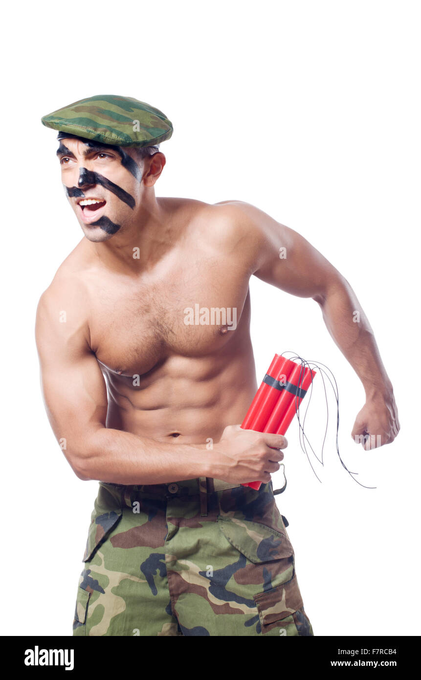 Soldier isolated on the white background Stock Photo - Alamy