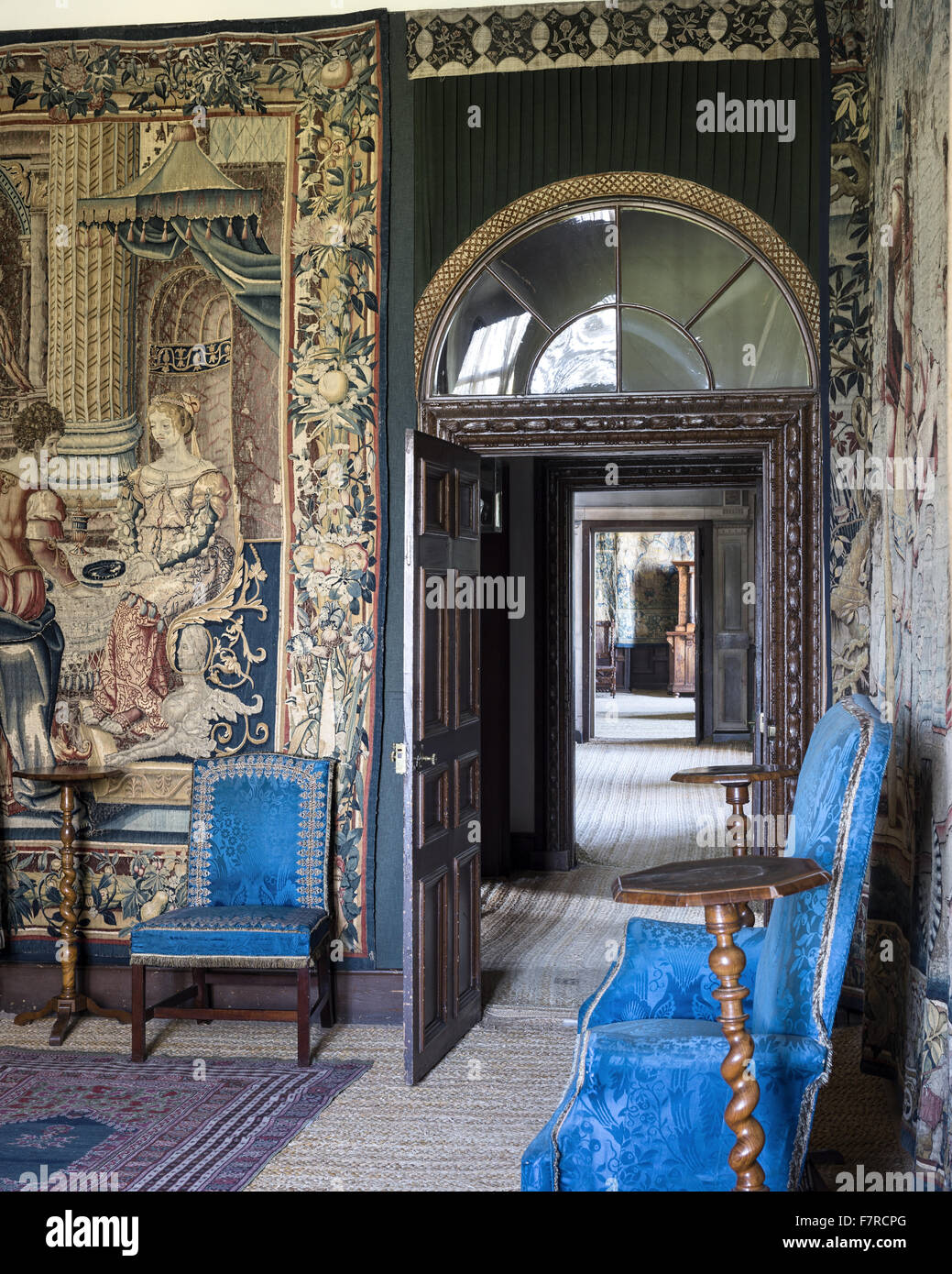 The Blue Room at Hardwick Hall, Derbyshire. Hardwick Hall was built in ...
