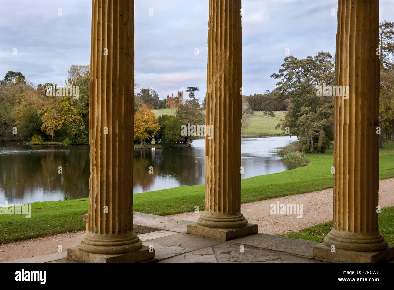 The Gothic Temple seen from the West Lake Pavillion at Stowe ...