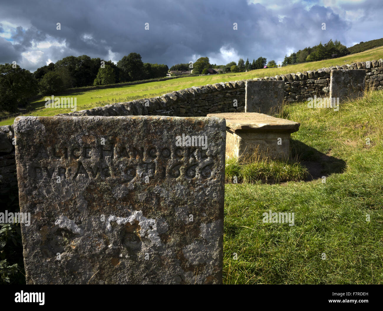 The Riley Graves, Eyam, Derbyshire, commemorating the deaths of seven ...