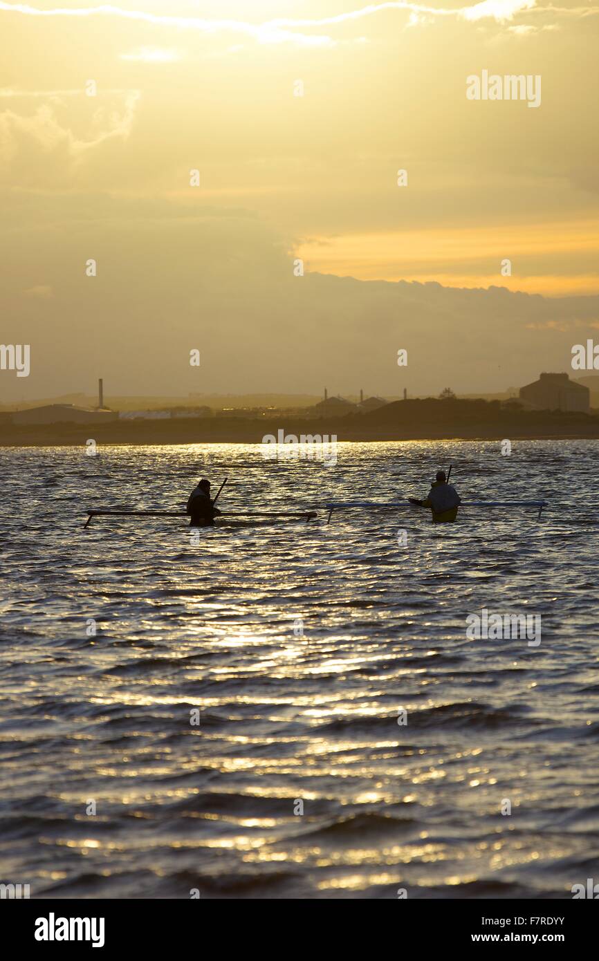 Solway Coast. Haaf Net Fishermen fishing. River Eden Channel. Bownes on ...
