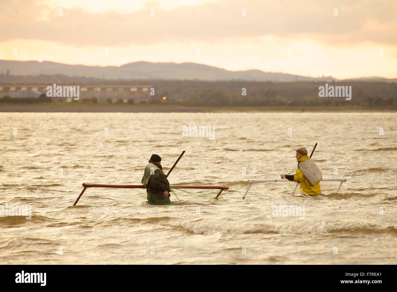 Solway Coast. Haaf Net Fishermen fishing. River Eden Channel. Bownes on ...