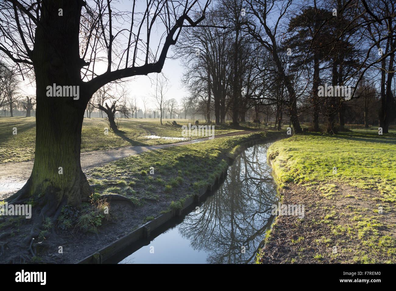 Morden Hall Park, London, in the winter. Morden Hall Park is a serene ...