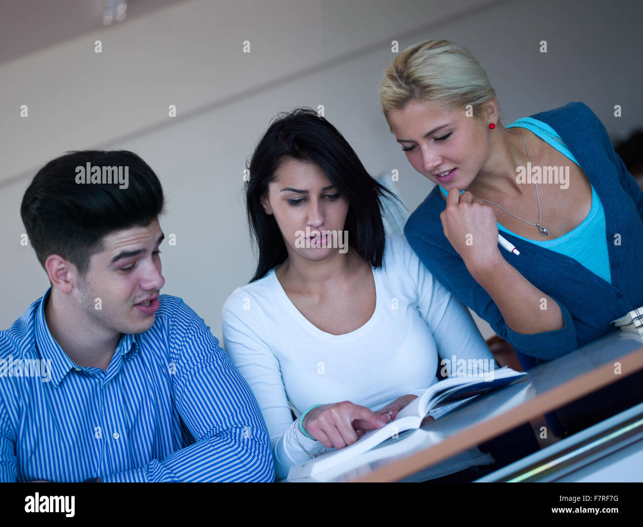 happy students group study in classroom Stock Photo - Alamy