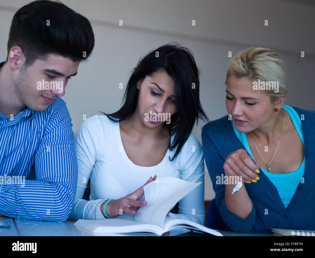 happy students group study in classroom Stock Photo - Alamy