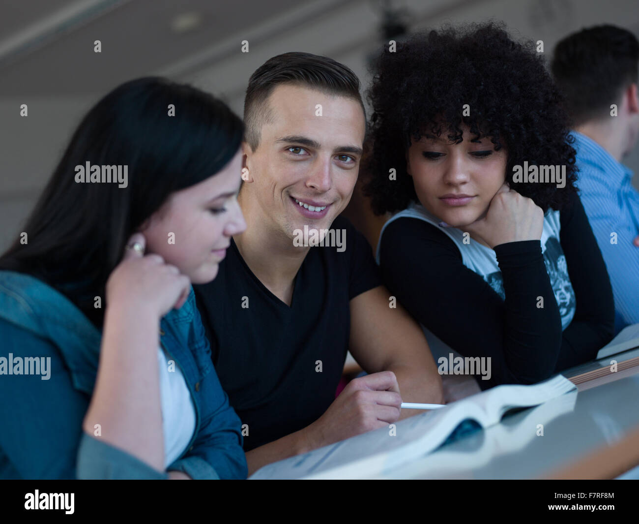 happy students group study in classroom Stock Photo - Alamy