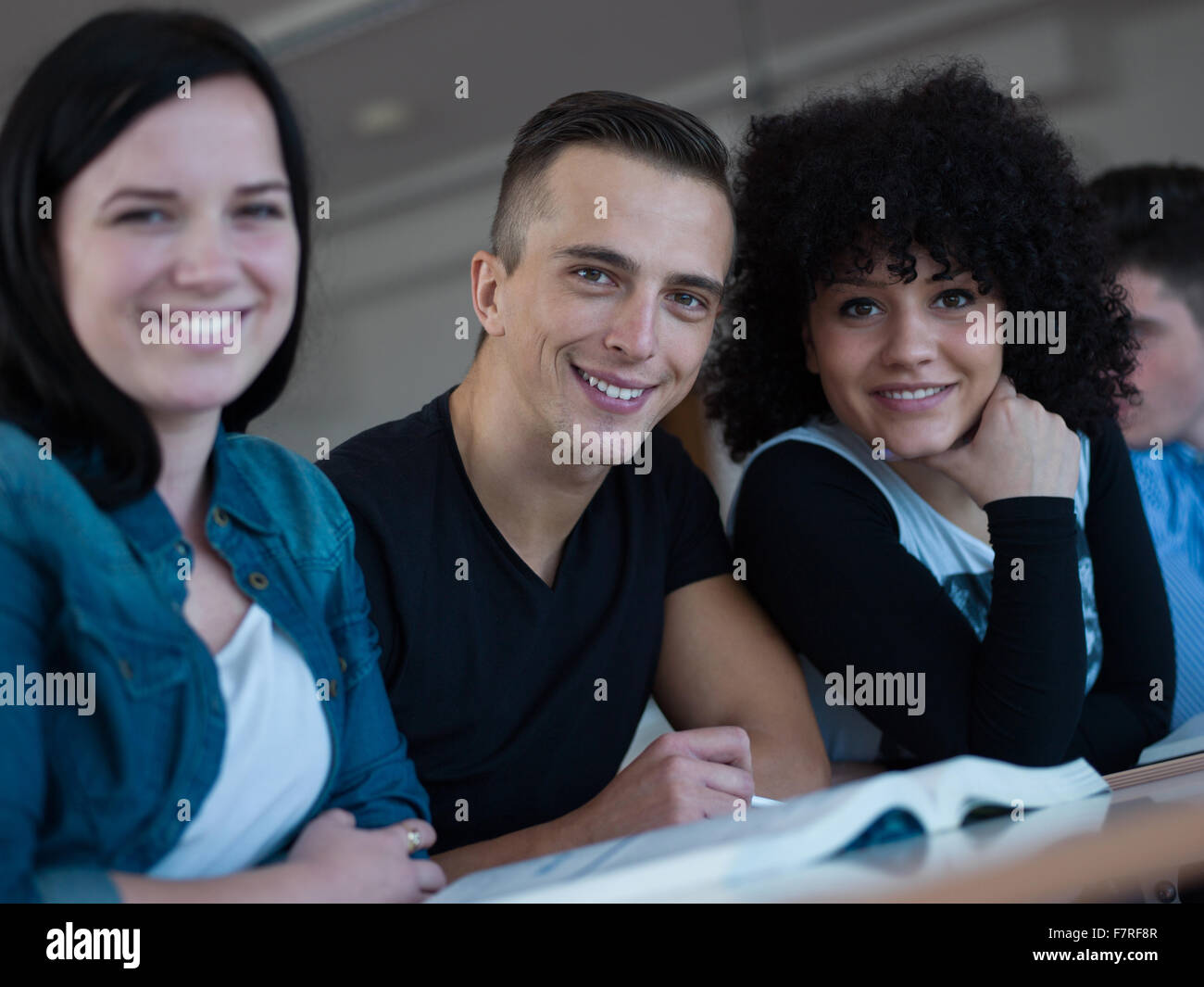 happy students group study in classroom Stock Photo - Alamy