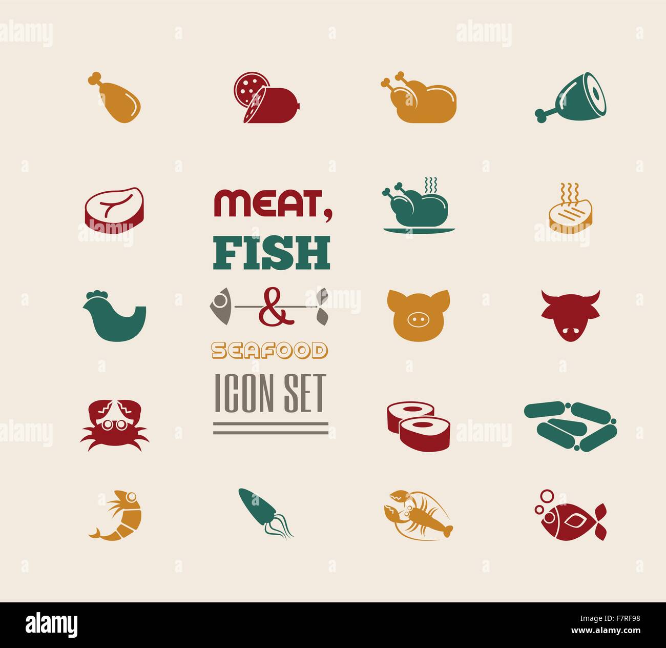 Fish meat chicken egg Stock Vector Images - Alamy