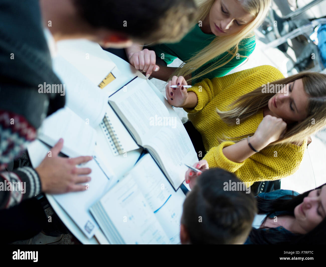 happy students group study in classroom Stock Photo - Alamy