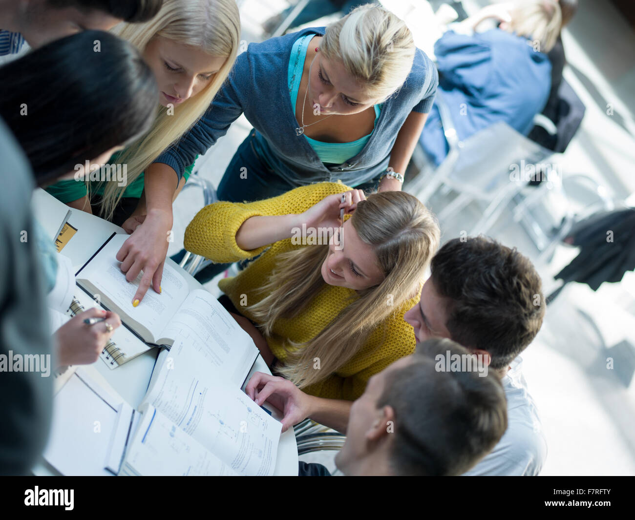 happy students group study in classroom Stock Photo - Alamy