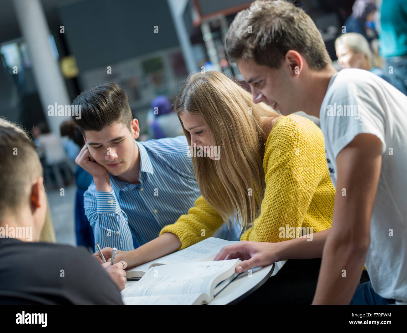 happy students group study in classroom Stock Photo - Alamy