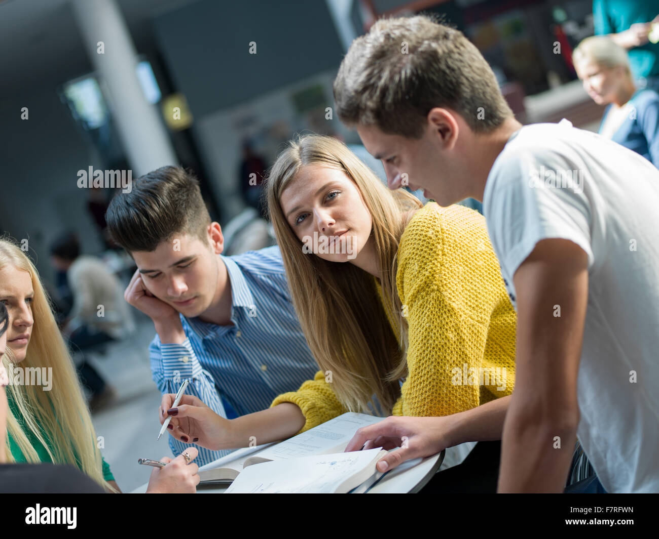 happy students group study in classroom Stock Photo - Alamy