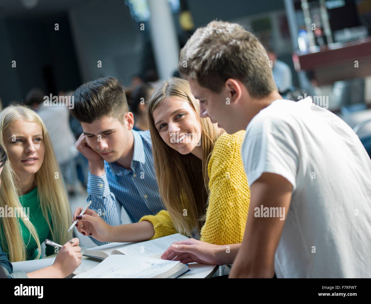 happy students group study in classroom Stock Photo - Alamy