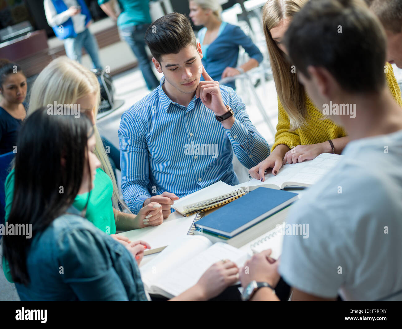 happy students group study in classroom Stock Photo - Alamy