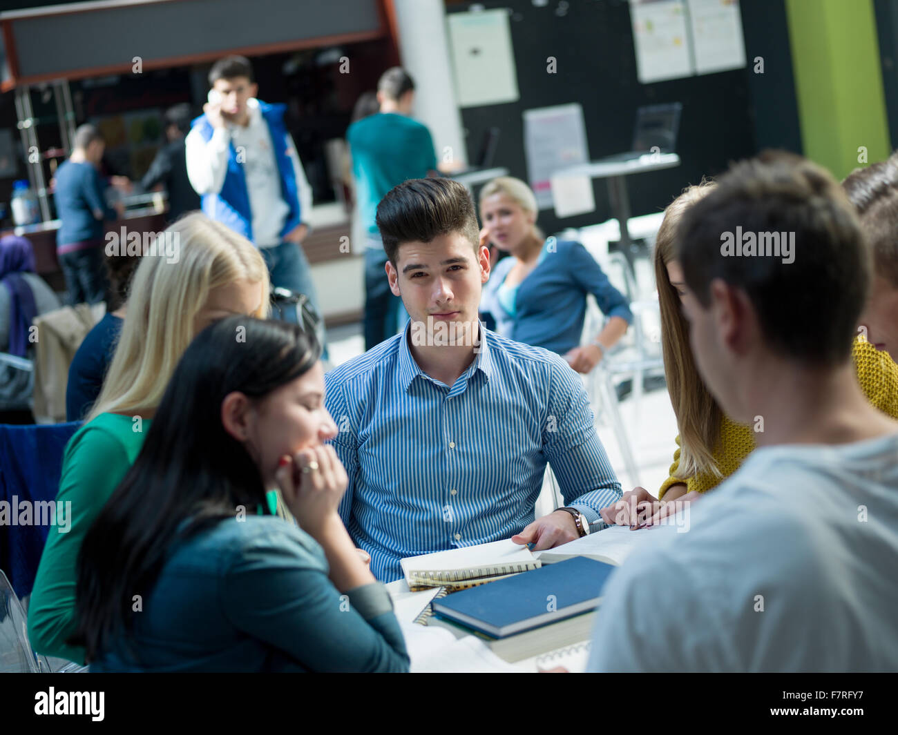 happy students group study in classroom Stock Photo - Alamy
