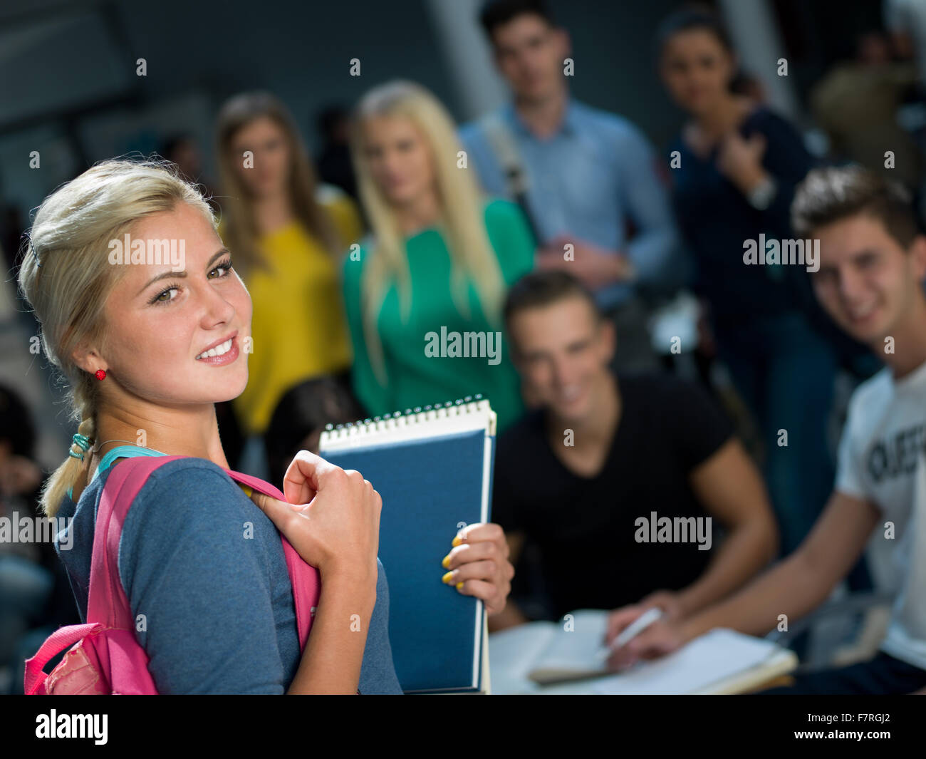 happy students group study in classroom Stock Photo - Alamy