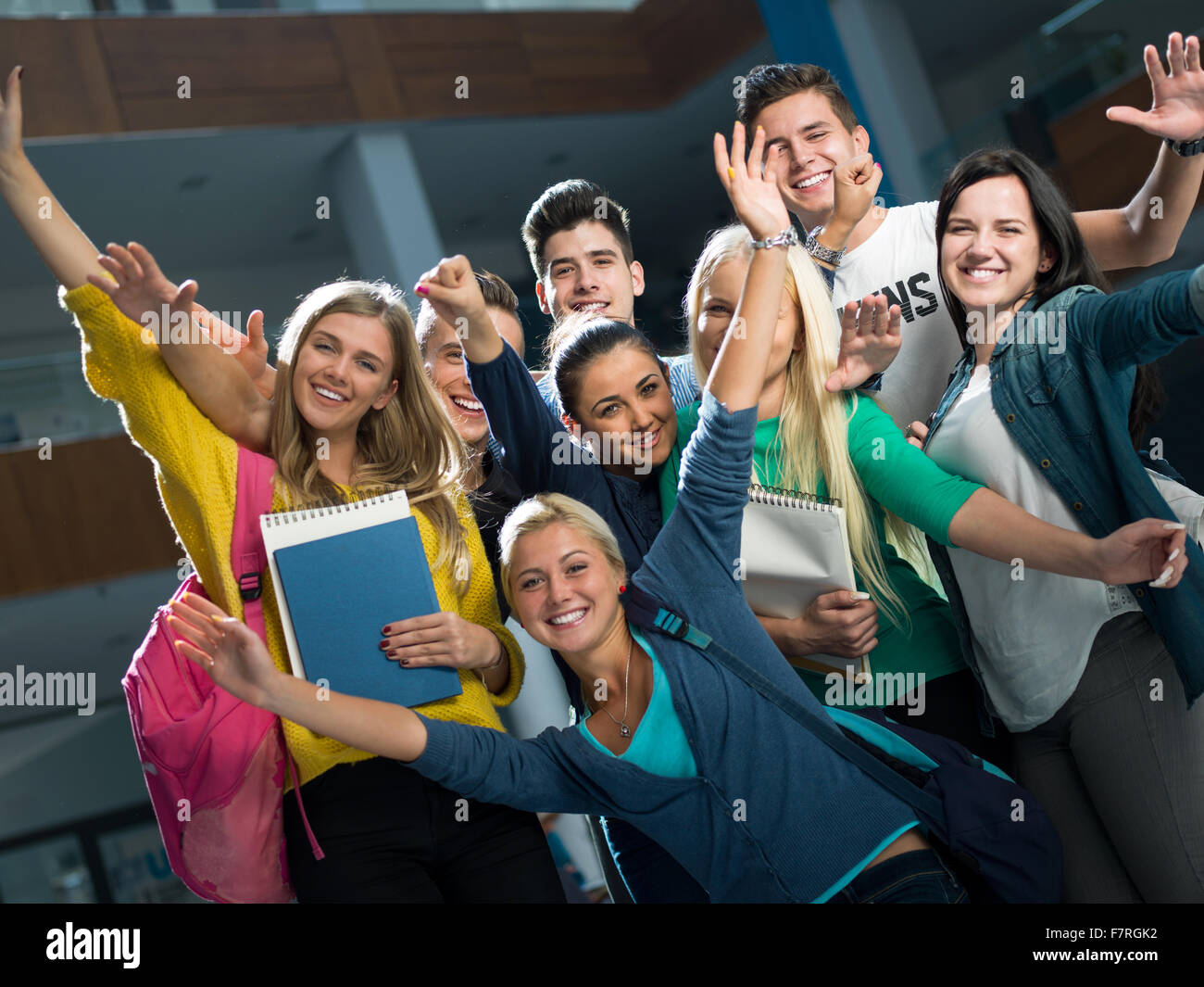 happy students group study in classroom Stock Photo - Alamy