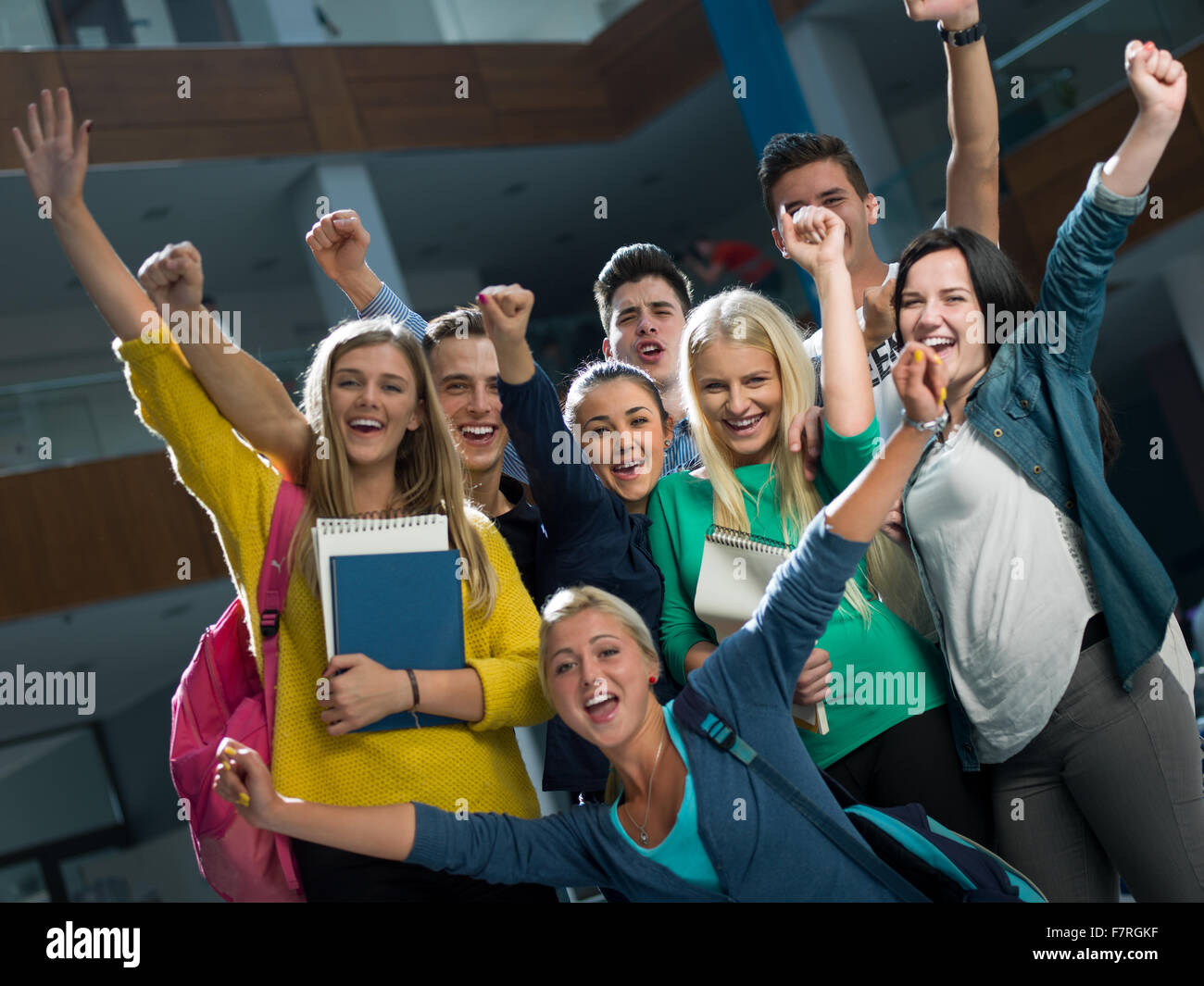 happy students group study in classroom Stock Photo - Alamy